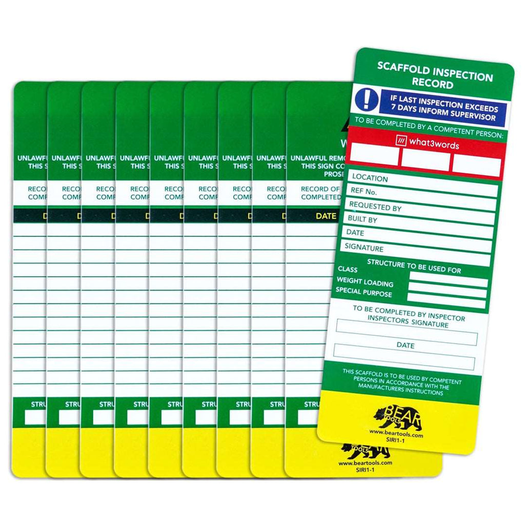 BearTOOLS Scaffold Inspection Record Kit – GearbyBear